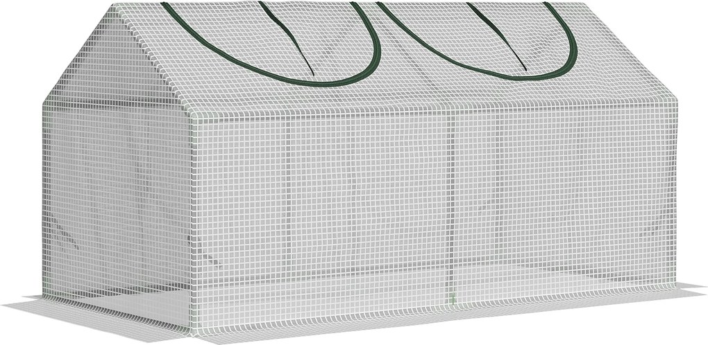 Mini skleník Outsunny s oknem, PE síťovina, ocelový rám, pro balkon, zahradu, 120x60x60cm, skleník na rajčata pro zeleninu, květiny, rostliny, bílý |