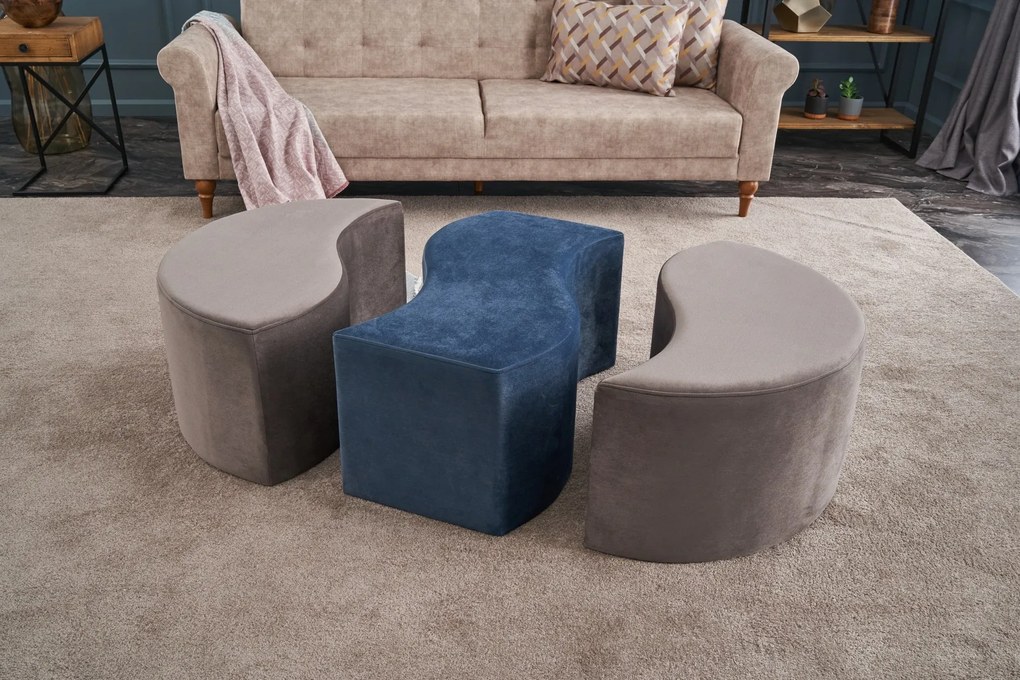 Atelier del Sofa Taburet Alya Puf - Mink, Blue, Norková, Modrá