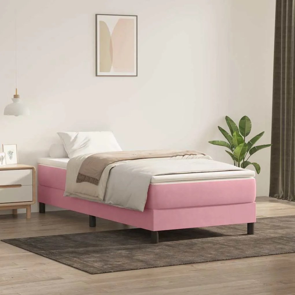 Postel Box Spring bez matrace růžová 90x210 cm samet 3315812