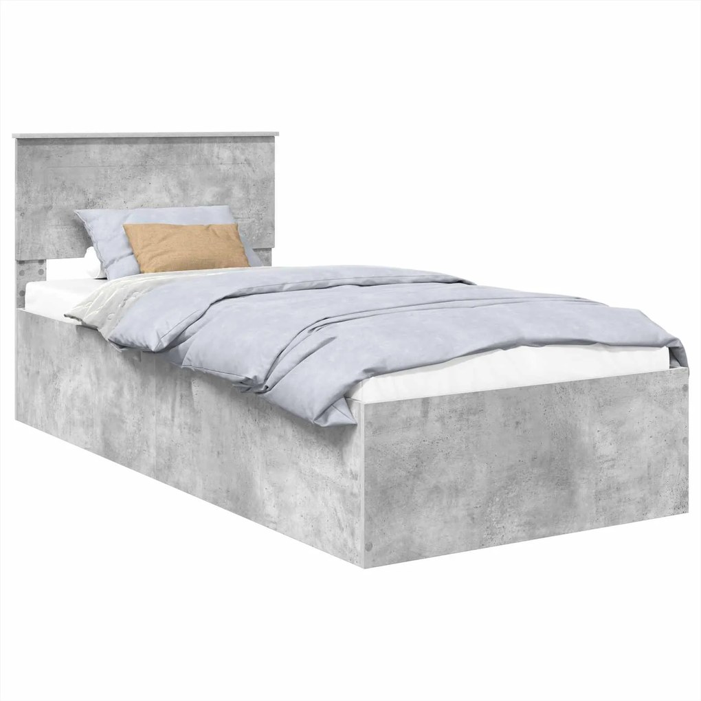 Rám postele s čelo Betonově šedá 100 x 200 cm Kompozitní dřevo 3408700