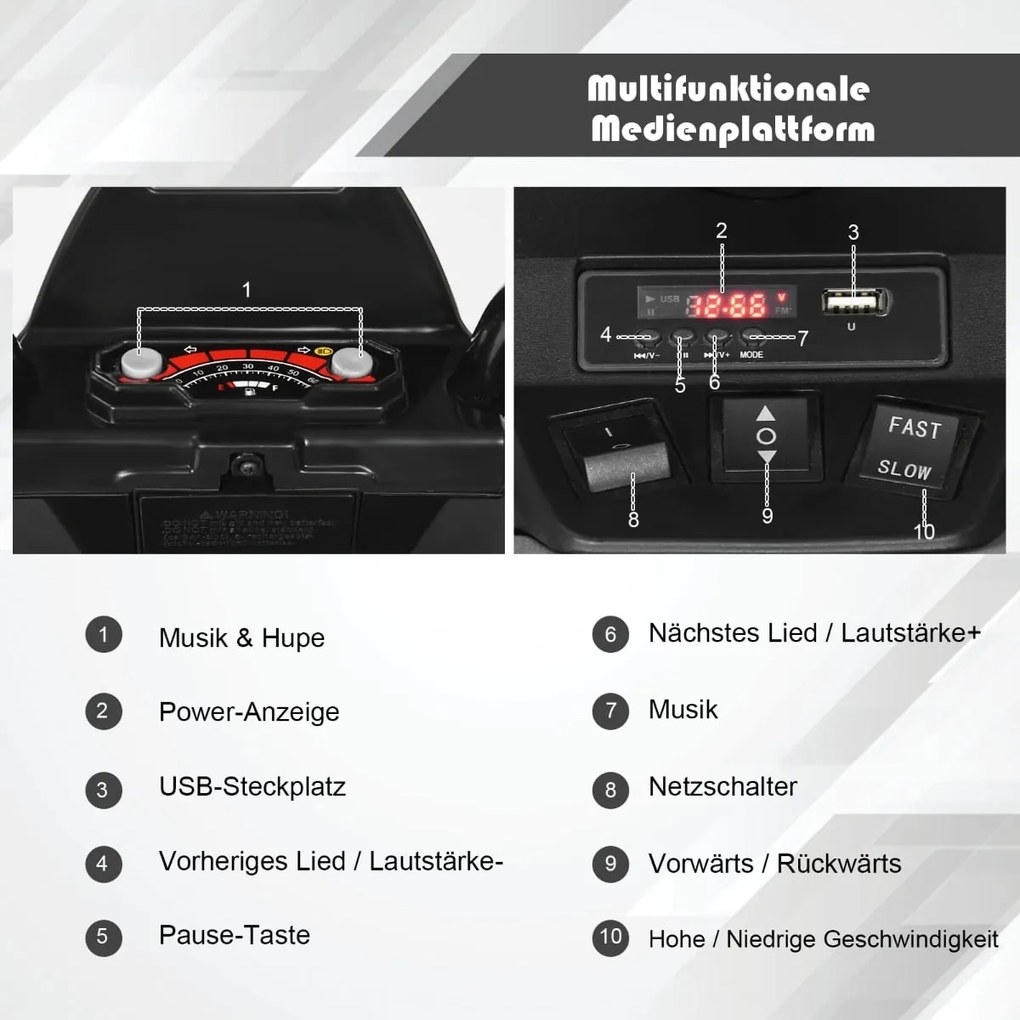 Costway 12 V elektrická dětská čtyřkolka s předním světlem Mini elektrická