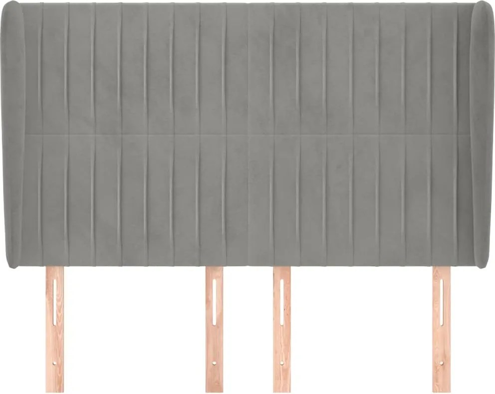 Čelo postele typu ušák světle šedé 147x23x118/128 cm samet 3118242
