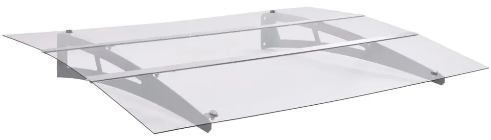 Vchodová stříška stříbrná a průhledná 120 x 90 cm polykarbonát 144828