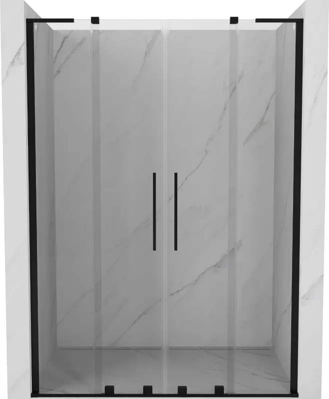 Mexen Velar L Duo, posuvné sprchové dveře do otvoru 160 cm, 8mm čiré sklo, černá matná, 871-160-003-02-70