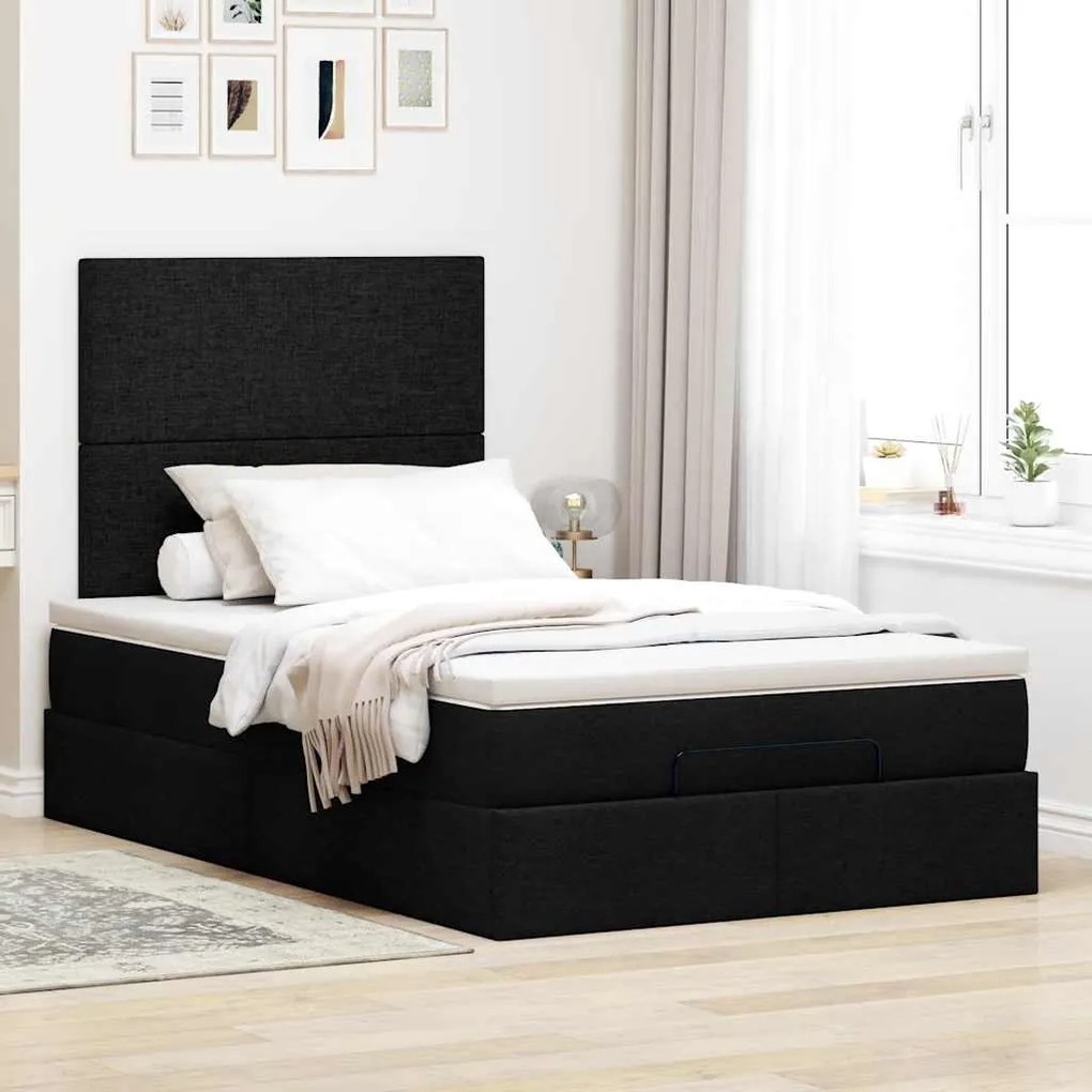Osmanský rám postele s matrací černá 120x190 cm textil 3313908
