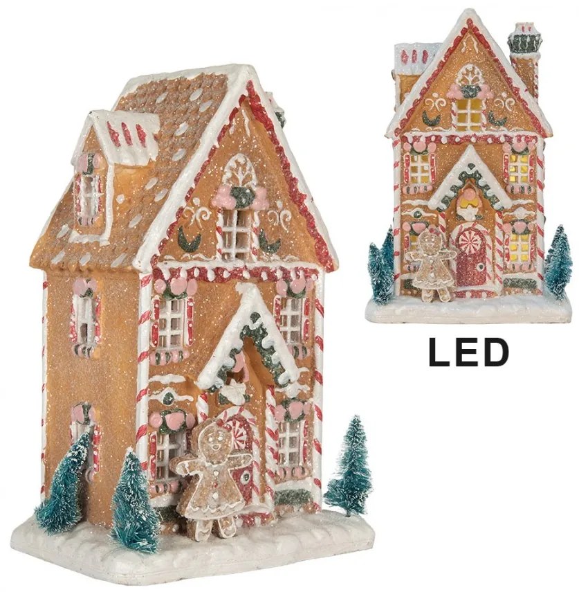 Perníkový LED domek s perníčkem Gingerbread Cotti Candy - 17*12*25 cm