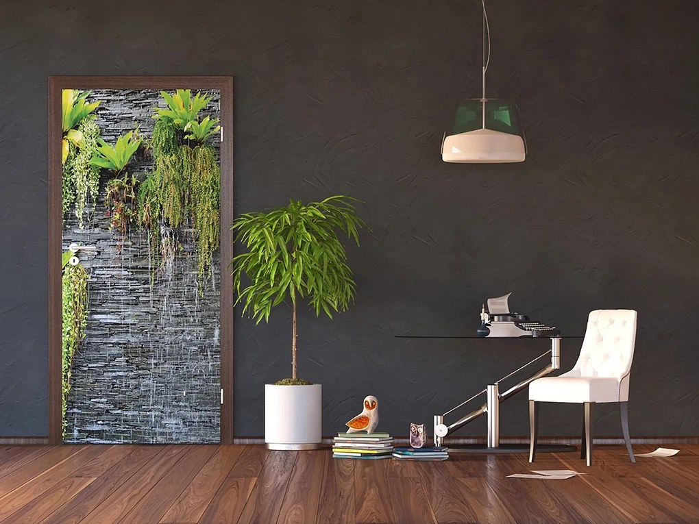 Vliesová fototapeta na zed' Zarostlá Břidlicová Zeď | 202 x 90 cm | DFTNV2889