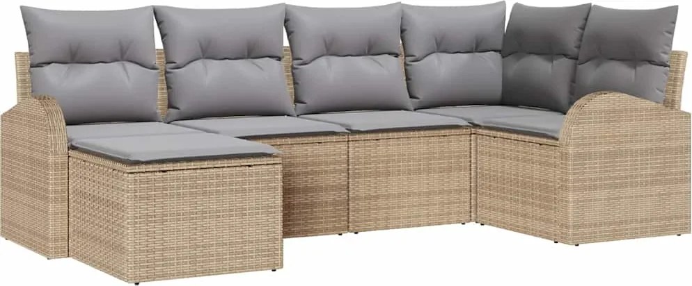 Set pohovek 6 ks Beige a světle šedá polyratan 3354779