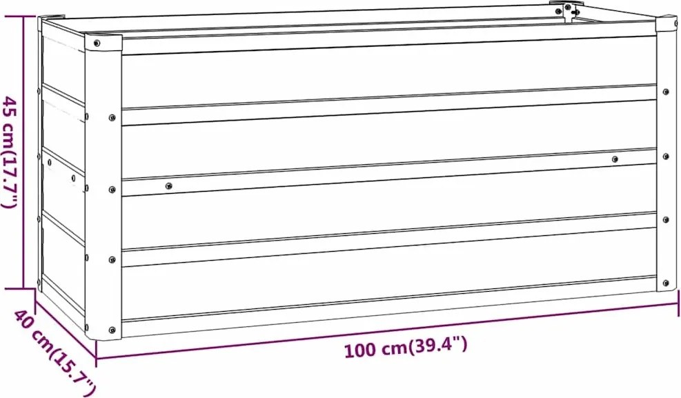 vidaXL Zahradní vyvýšený záhon rezavý 100 x 40 x 45 cm cortenová ocel [151950]