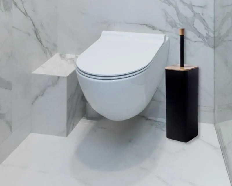 Erga Fonti, WC kartáč volně stojící, černá/bambus, ERG-YKA-P.FONTI-BLK