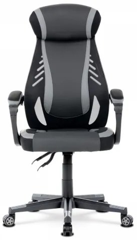 Herní křeslo šedé černé ekokůže MESH PCA mech KA-Y213 GREY