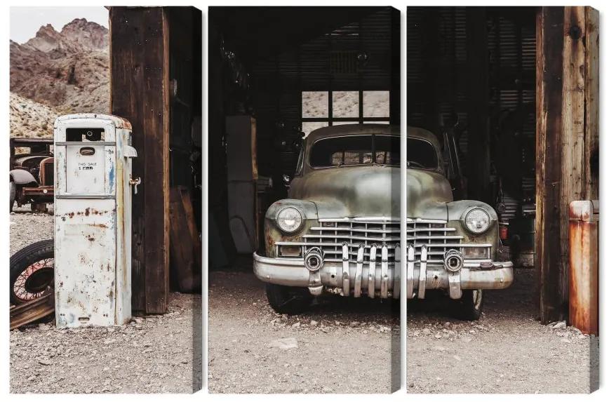 Vícedílný obraz Staré Auto Ve Stylu Vintage Nedostatek Nedostatek Přírodní plátno 120x80