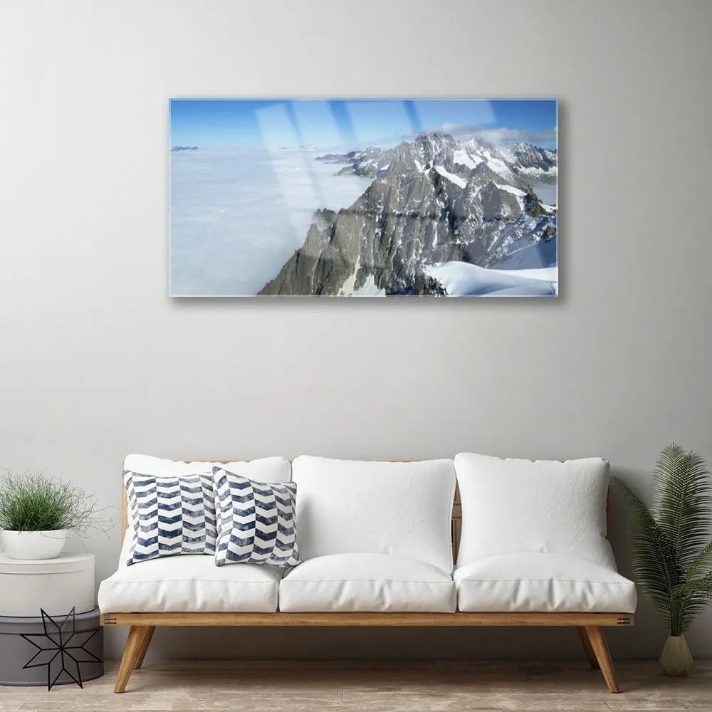 Obraz na skle Hora Mlha Krajina 100x50 cm