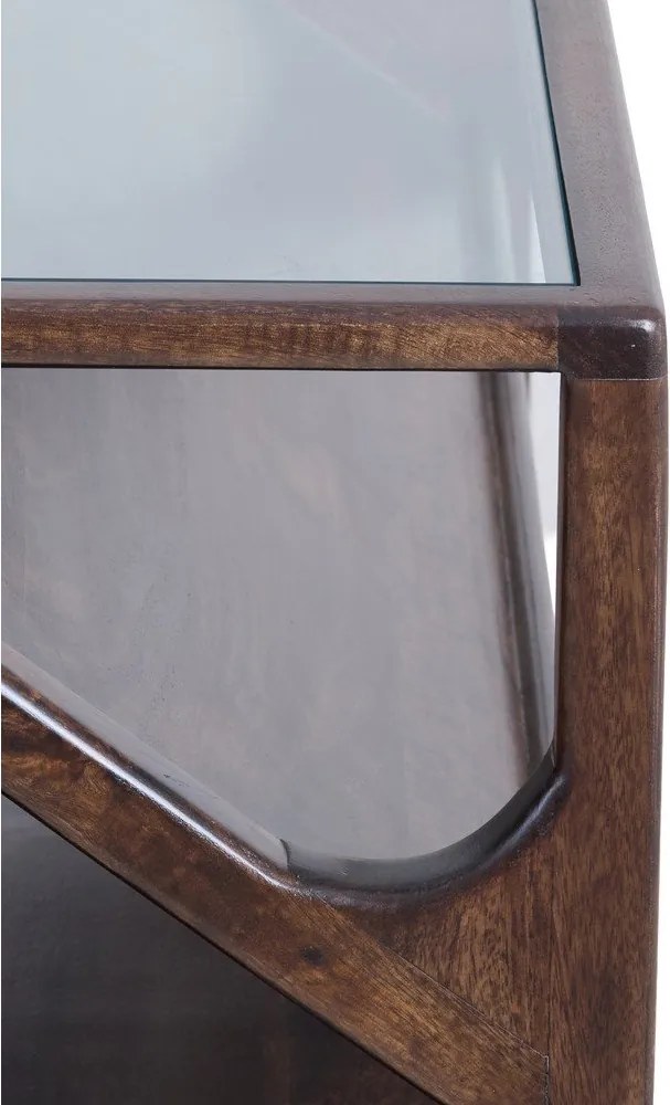 Konzolový stolek se skleněnou deskou v tmavě přírodní barvě 41x119 cm Yuki – Light & Living