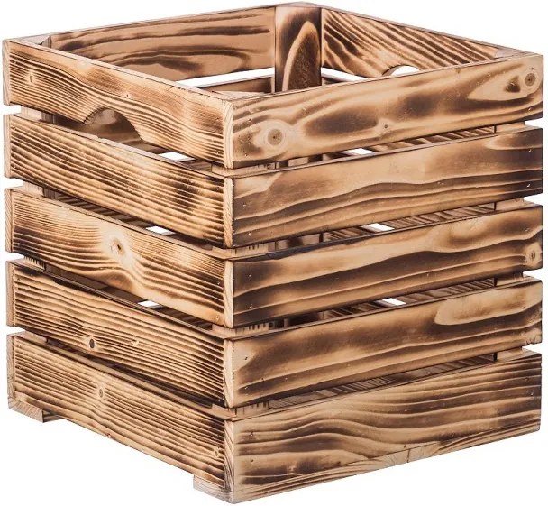 Dřevobox Opálená dřevěná bedýnka 30 x 30 x 30cm