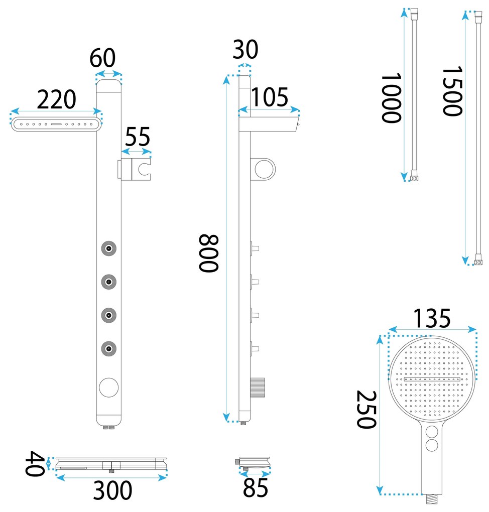 Sprchový komplet s termostatickou baterií REA Karl Titan