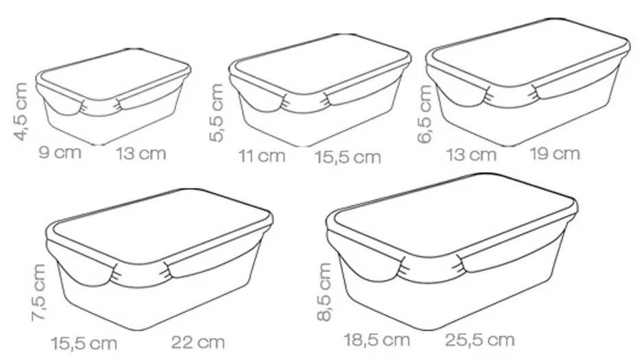 Dóza FRESHBOX 5 ks, obdélníková