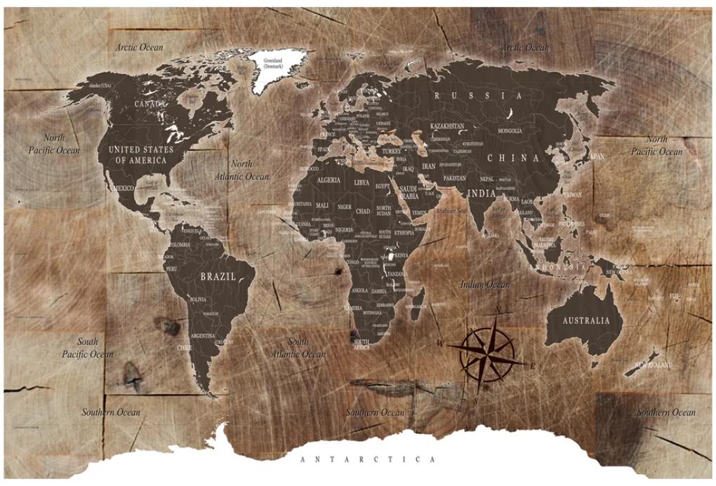 Korková  nástěnná dekorační tabule Dřevěná mozaika [Korková mapa]