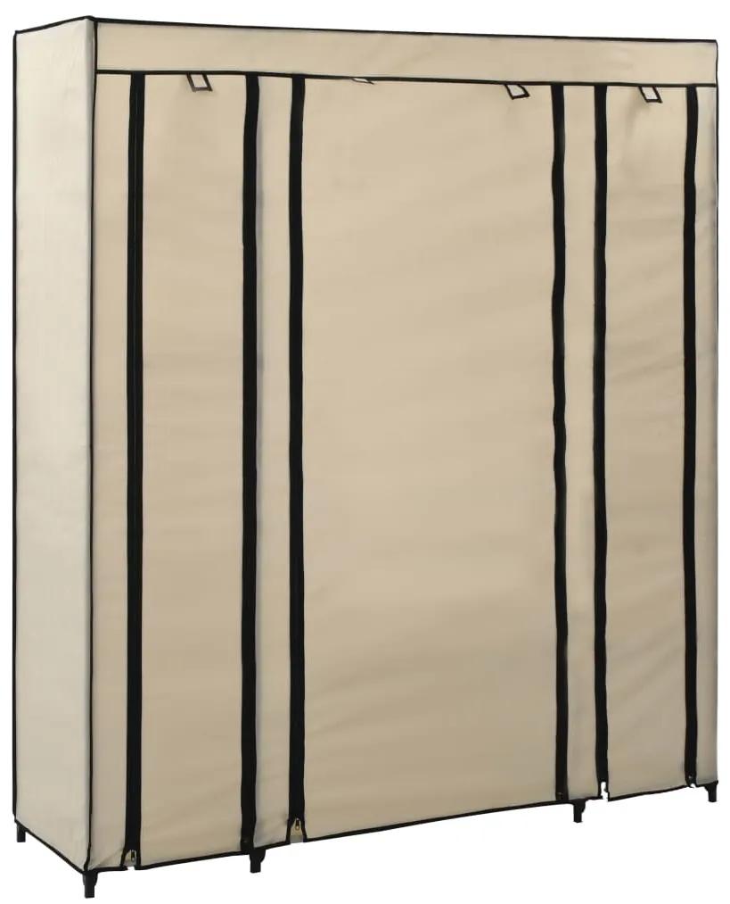 Šatní skříň s přihrádkami a tyčemi krémová 150x45x176 cm textil - Default Title