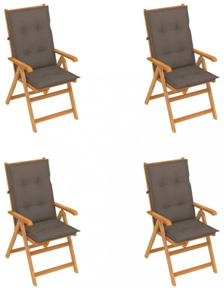 Skládací zahradní židle 4 ks s poduškami Dekorhome Bílá / červená