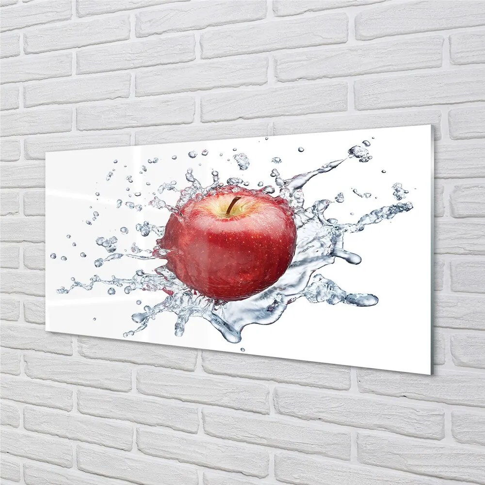 Obraz na skle Červené jablko ve vodě 100x50 cm