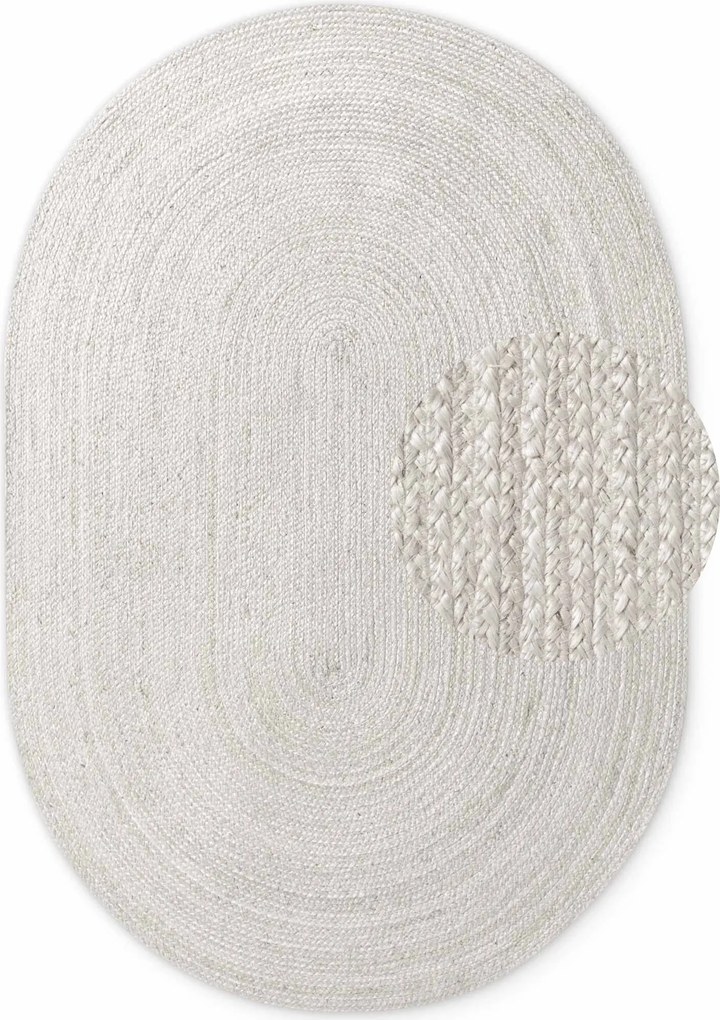 Hanse Home, Kusový koberec Jute Braided 106321 White ovál, 160x230 ovál, bílá, chodba / předsíň