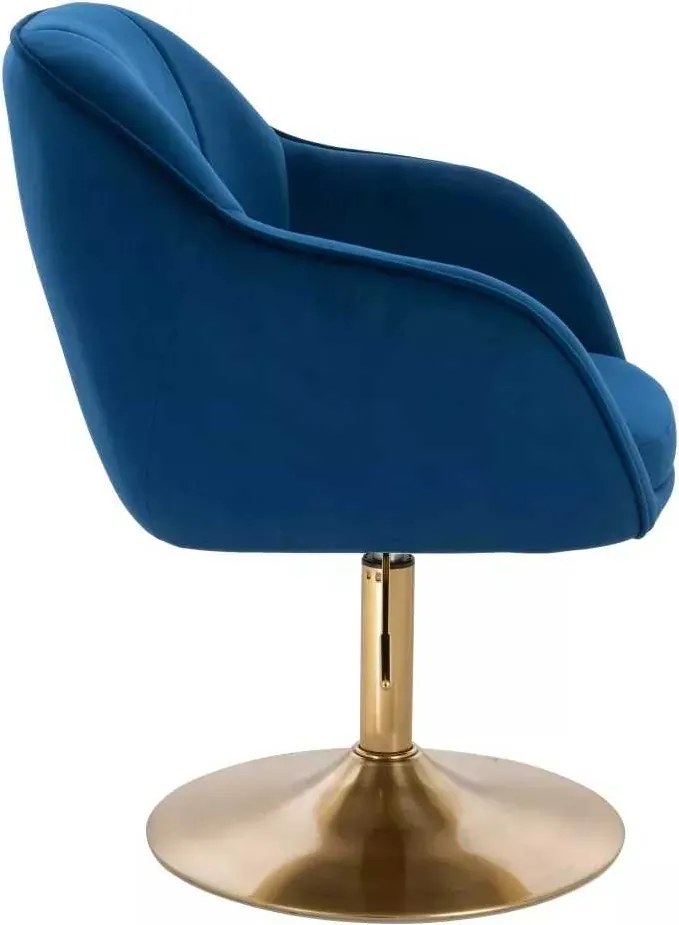 LuxuryForm DESIGN Otočná židle AVOLA VELUR na zlatém talíři - modrá