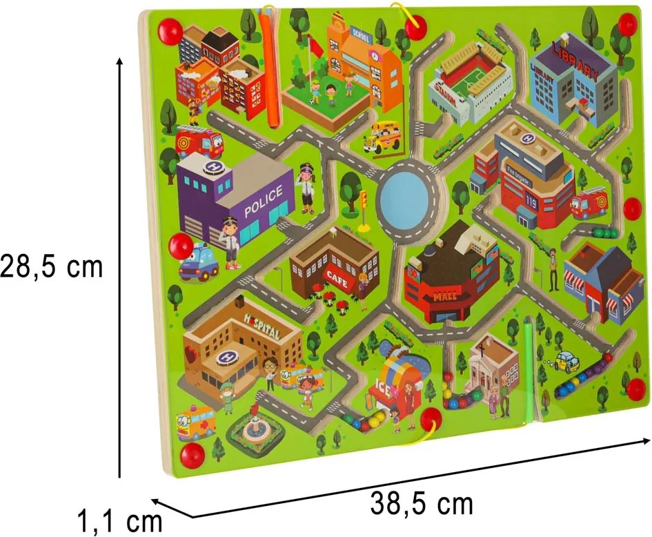 Magnetická dřevěná desková hra bludiště pro cestování velké město 2 hráči