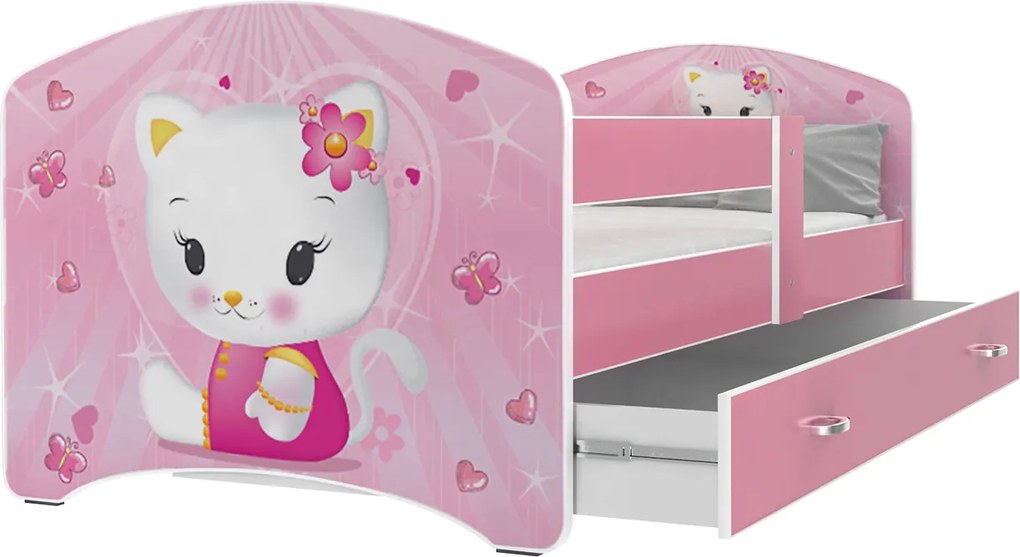 Dětská postel LUCY se šuplíkem - 160x80 cm - HELLO KITTY
