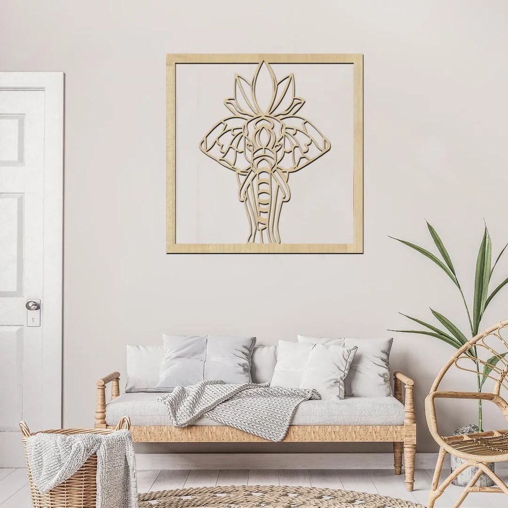 dřevo života Dřevěný obraz HINDU SLON Zvolte rozměr (cm): 40x40, Zvolte barvu dekoru: Černá