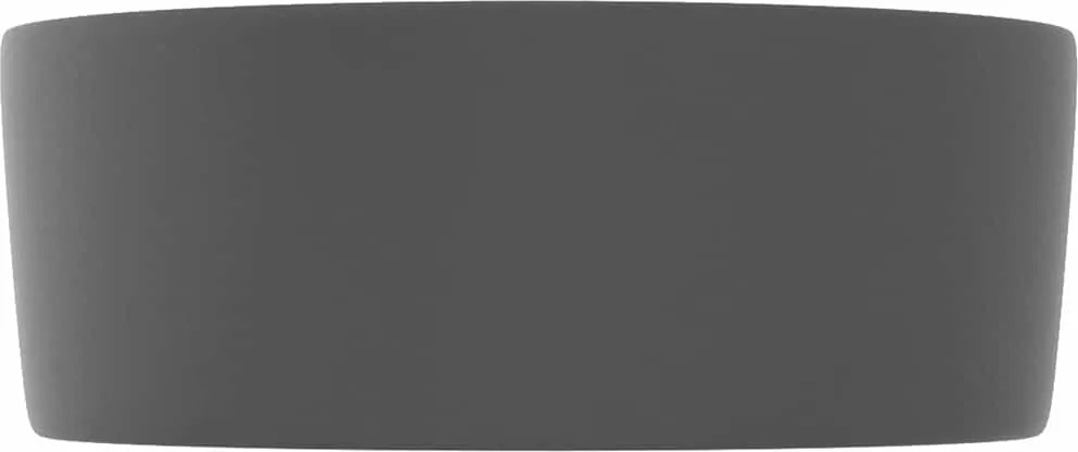 Luxusní umyvadlo kulaté matné tmavě šedé 40 x 15 cm keramické 147016