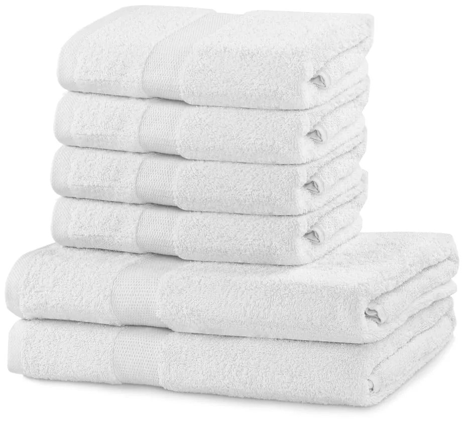 Set 2 bavlněných bílých osušek a 4 ručníků DecoKing Marina