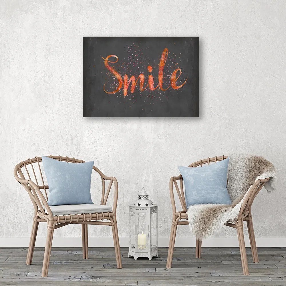 Gario Obraz na plátně Oranžový nápis Smile - Andrea Haase Rozměry: 60 x 40 cm