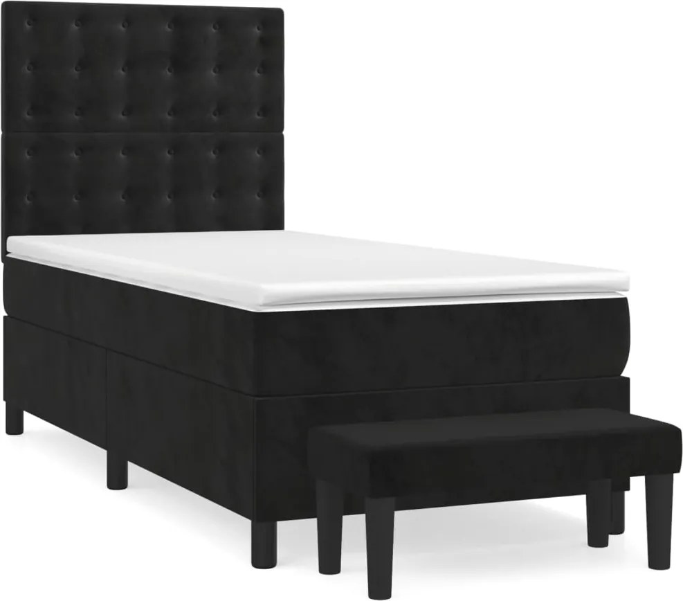 Box spring postel s matrací černá 80 x 200 cm samet 3138051