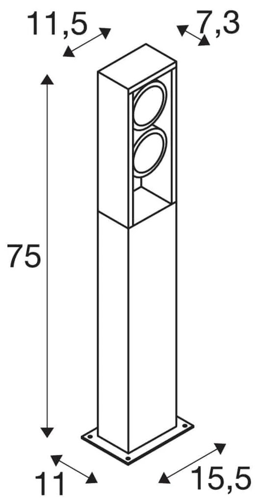 SLV 1004751 Eskina Frame 75 Double, venkovní sloupek LED 27W 3000/4000K, antracit, výška 75cm, IP65