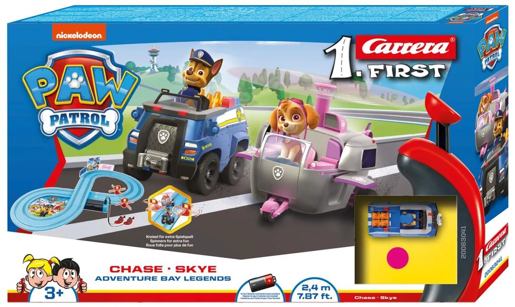 Autodráha Carrera First Paw Patrol/Tlapková Patrola 2,4m plast +2 auta na bat. v krabici 50x30x7cm