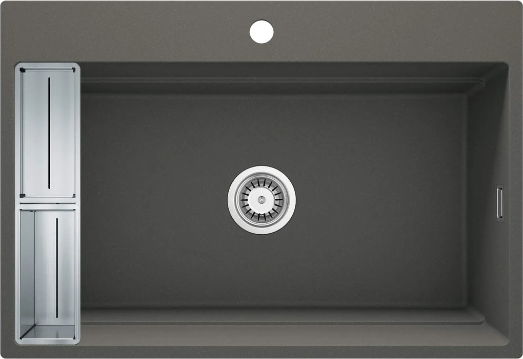 Deante Magnetic, 1-komorový granitový dřez 760x520x220mm, antracitová metalíza, DEA-ZRM_T10B