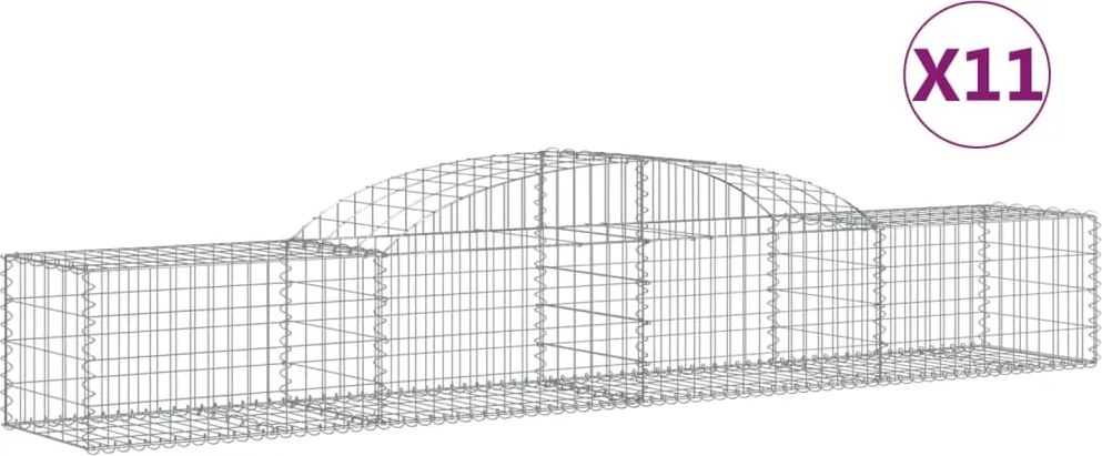 Klenuté gabionové koše 11 ks 300x50x40/60 cm pozinkované železo 3146656