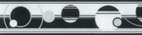 Samolepící bordura abstraktní kruhy černo-bílé 50030 5 m x 5 cm IMPOL TRADE