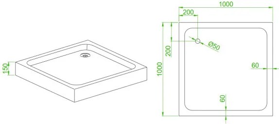 BPS-koupelny Čtvercový sprchový kout HYD-SK93C 100x100 chrom/transparent + vanička HYD-SSV-SXL02C bílá