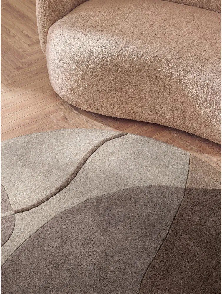 Hnědý/béžový vlněný kulatý koberec ø 160 cm Virelle – Villeroy&Boch