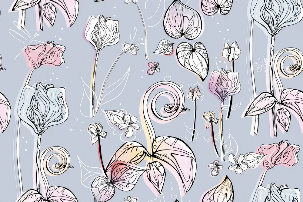 Samolepící tapeta krásné vintage květiny - 75x1000 cm
