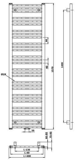 Bruckner - Koupelnový radiátor ALBRECHT 547W/230V 50x157 cm bílá