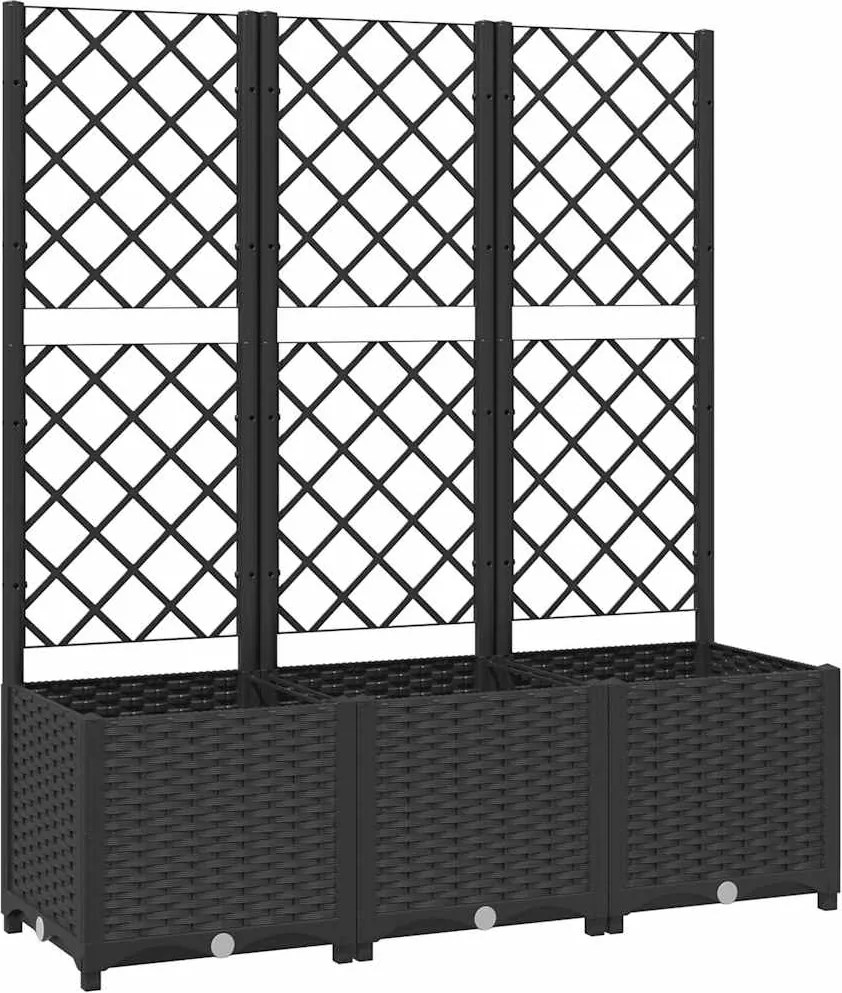 Zahradní květináč s mřížkou černý 120 x 40 x 136 cm PP 318273