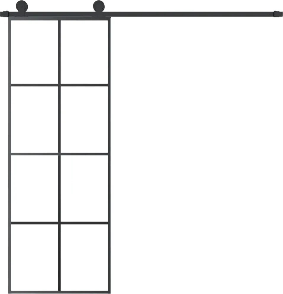 Posuvné dveře s kováním 76x205 cm ESG sklo a hliník 3152140