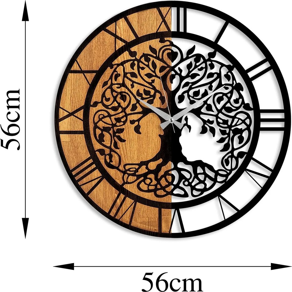 Dekorativní nástěnné hodiny WALLIE TREE LIKE 56 cm ořech/černé