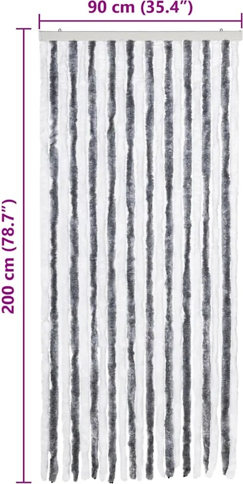 Závěs proti hmyzu šedobílý 90 x 200 cm Chenille 315124