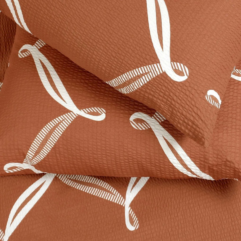 Goldea krepové ložní povlečení deluxe - designová lana na skořicovém 200 x 200 a 2ks 70 x 90 cm