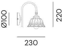 Il Fanale Anita, rustikální nástěnné svítidlo z antické mosazi a keramiky, 1x10W LED E14, délka 23cm