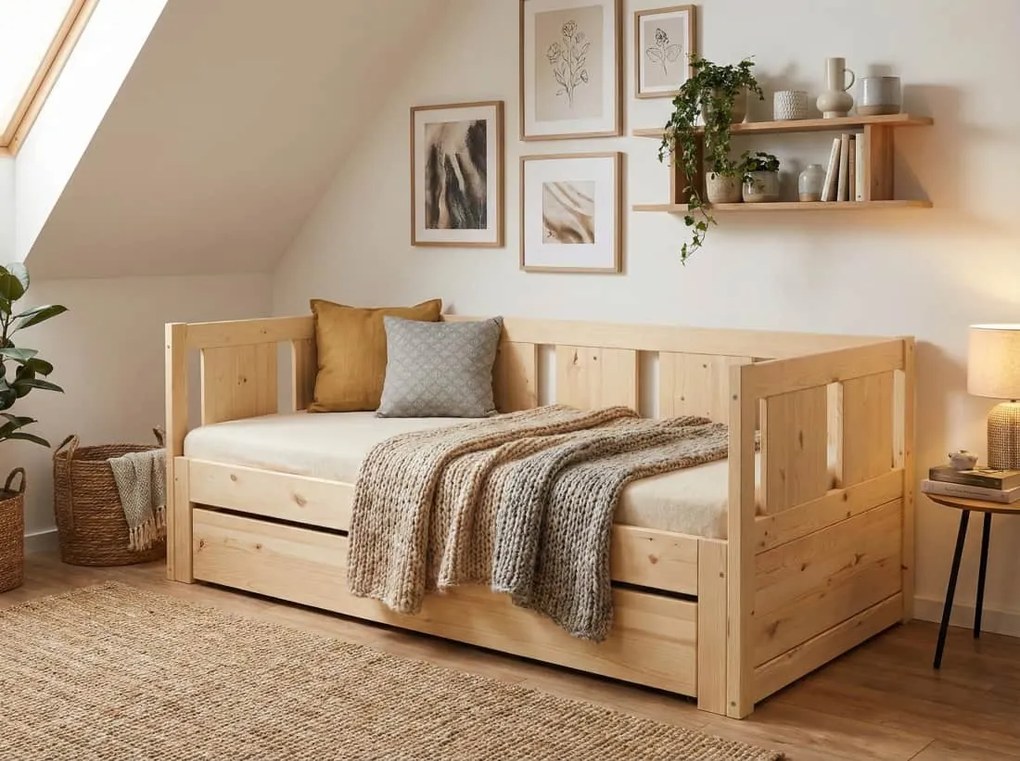 Rozkládací postel Relax - 90-180x200 - masiv borovice